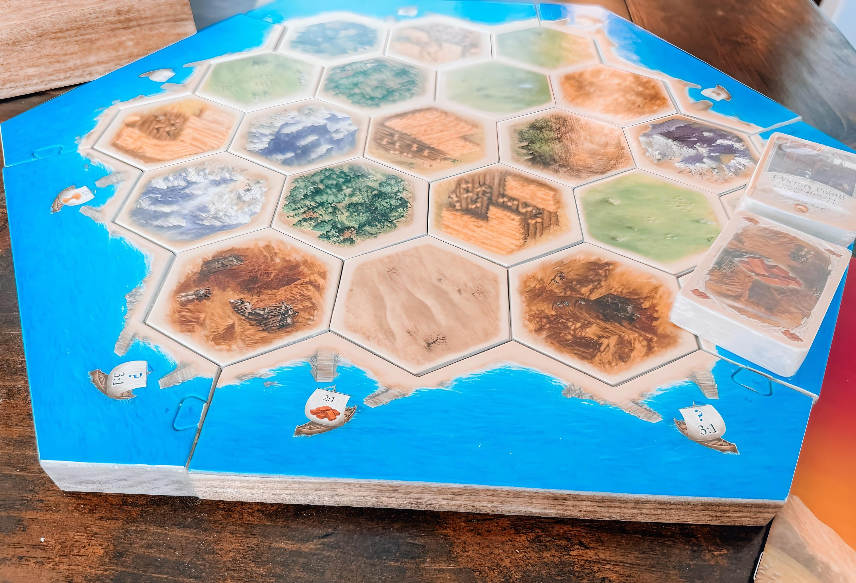 New Catan Game in Handmade Wooden Box With Wood-backed Pieces - Etsy