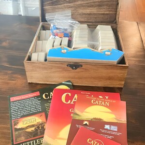 New Catan Game in Handmade Wooden Box With Wood-backed Pieces - Etsy