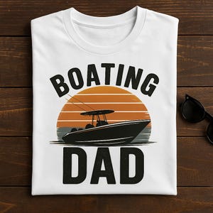 Boating Dad PNG – Retro Sunset Boat Clipart for Sublimation, Father's ...