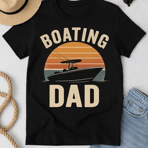 Boating Dad PNG – Retro Sunset Boat Clipart for Sublimation, Father's ...