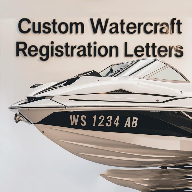Custom Boat Registration Decals: Marine Vinyl Numbers & Letters (set of ...