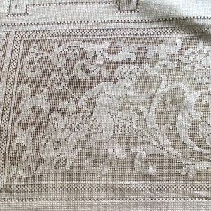 1940s Machine Filet Lace Neptune Tablecloth 100" X 85" - Etsy