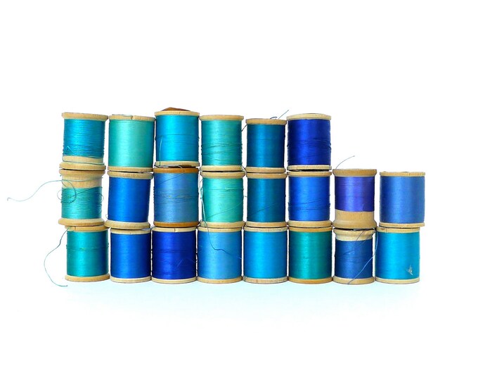 Sewing Thread Box With Aqua Blue Thread Collection - Etsy