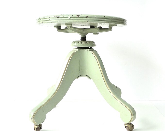 Antique Painted Mint Green Oak Piano Stool - Etsy