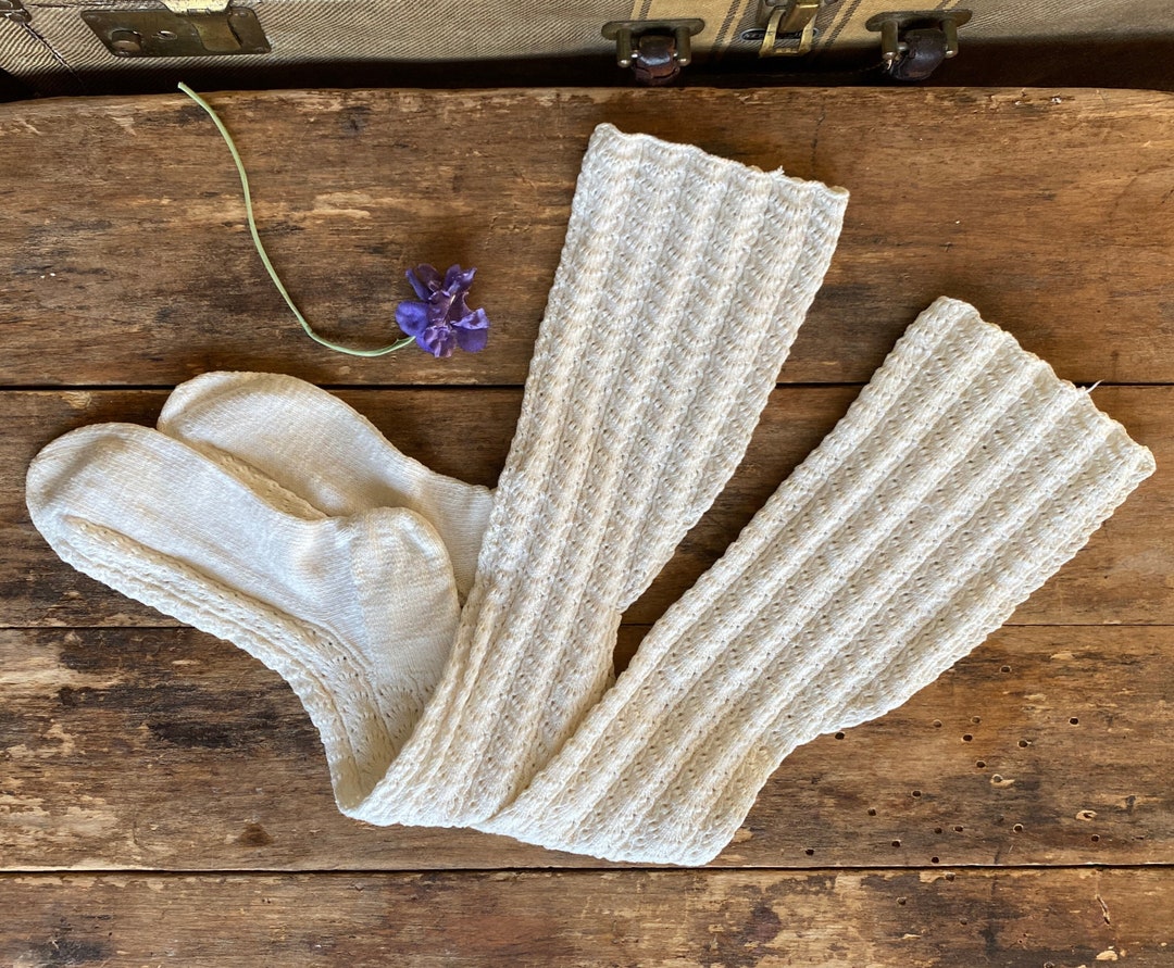 Victorian 19th Century Hand Knit Socks With Shaped Calf - Etsy