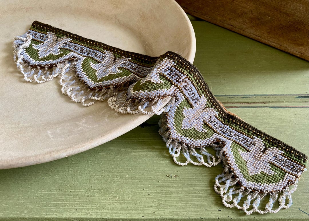 Antique Beaded Needlepoint Shelf Trim - Etsy