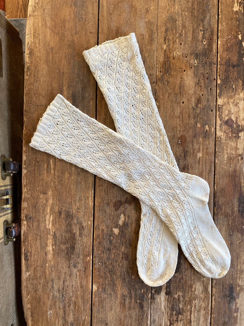 Victorian Girls Cotton Knit Lace Socks - Etsy