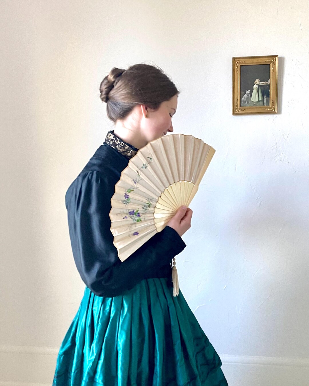 1860s Hand Painted Silk Hand Fan - Etsy