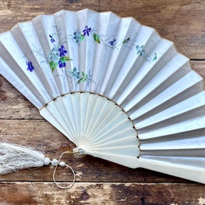 1860s Hand Painted Silk Hand Fan - Etsy