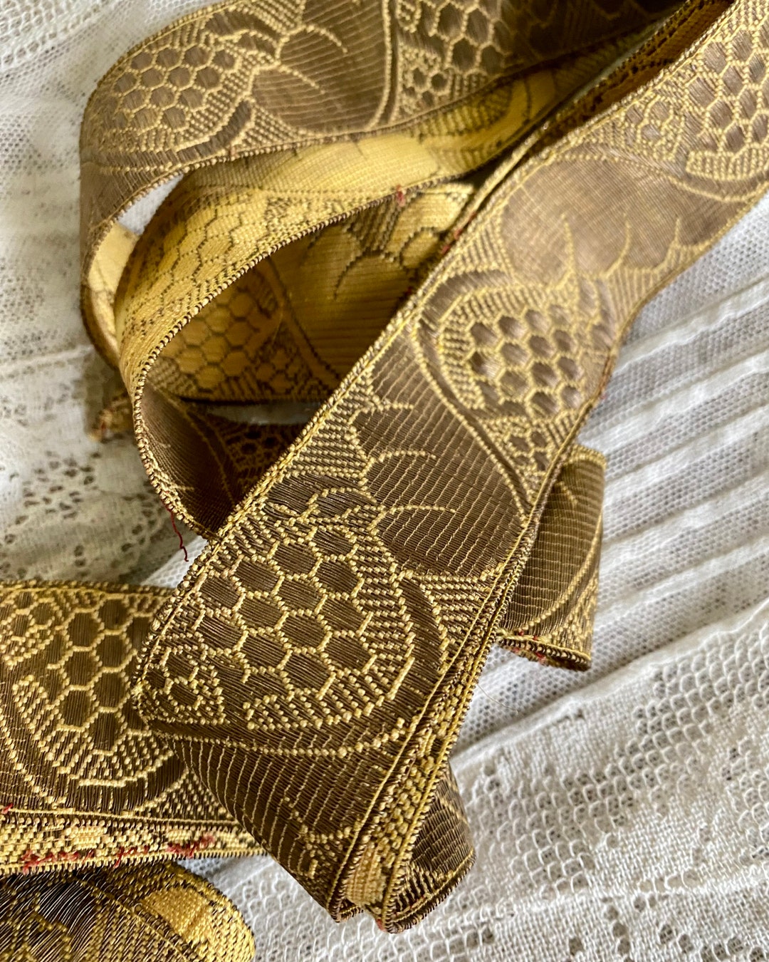 Antique Metallic Gold Jacquard Ribbon Trim - Etsy