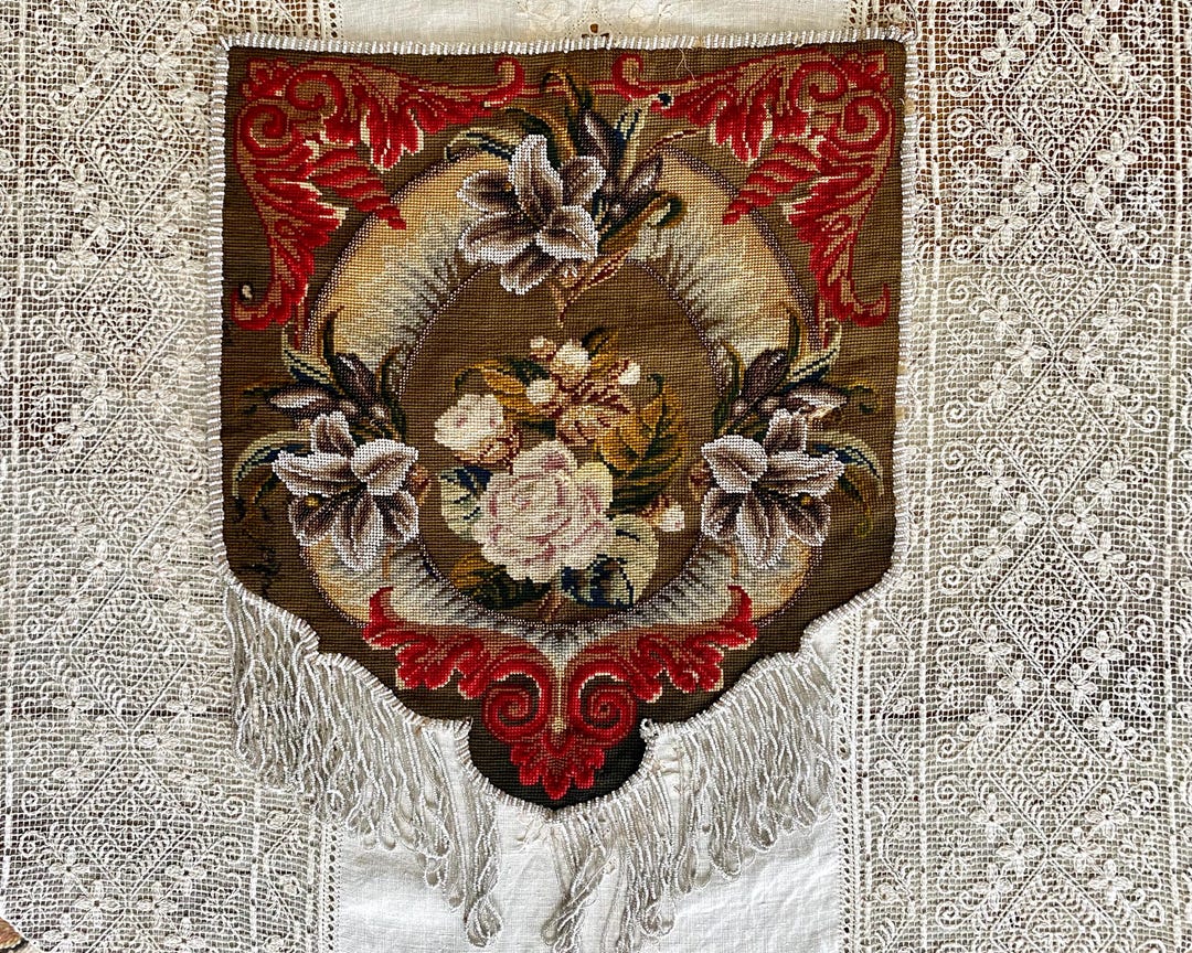 Victorian Beadwork Needlepoint Fire Screen Panel - Etsy