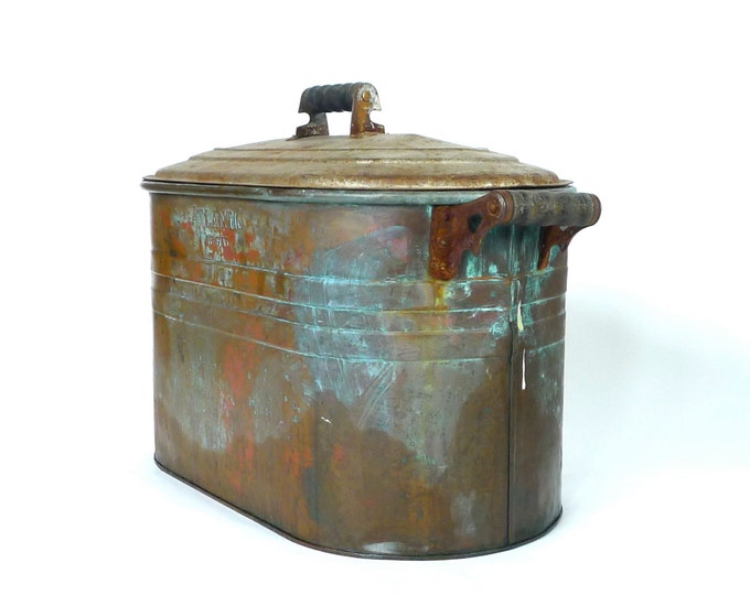 Antique Atlantic Copper Wash Tub Basin With Lid - Etsy
