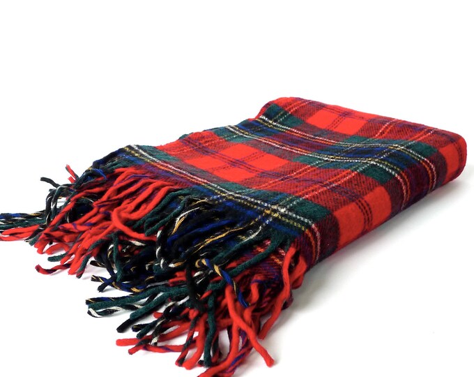 Vintage Pendleton Red Plaid Wool Throw Blanket - Etsy