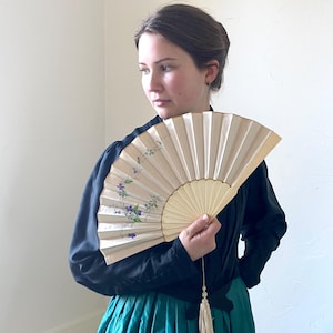 1860s Hand Painted Silk Hand Fan - Etsy