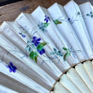 1860s Hand Painted Silk Hand Fan - Etsy