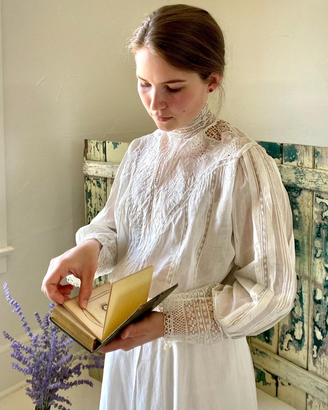 Edwardian High Collar Lace Blouse Stearns Boston Label 27" Waist - Etsy