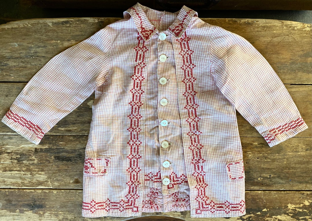 Victorian Children’s Red Check Jacket With Cross-stitching - Etsy