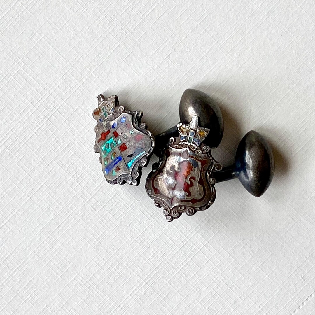 Antique Sterling Heraldic Lion Shield Cuff Links - Etsy