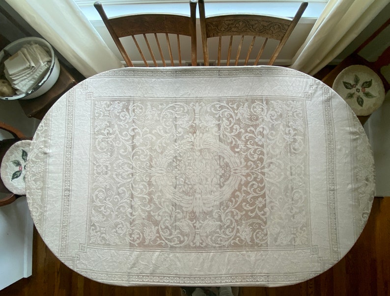 1940s Machine Filet Lace Neptune Tablecloth - Etsy