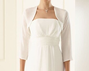 Clara Rose Chiffon & Lace Wedding Bolero, Full Sleeves Bridal Top, Lace ...