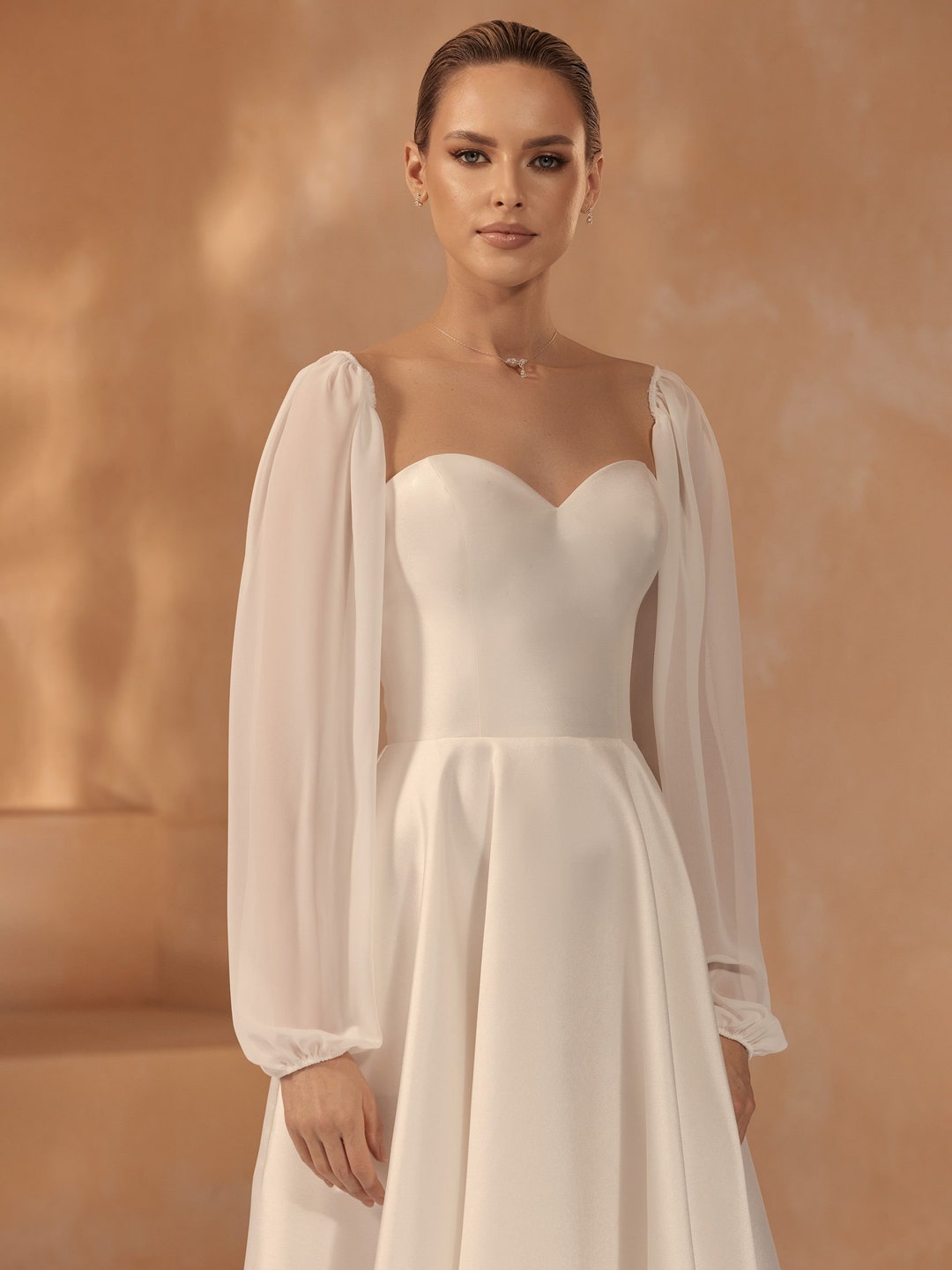 Detached Chiffon Long Bridal Sleeves - Etsy