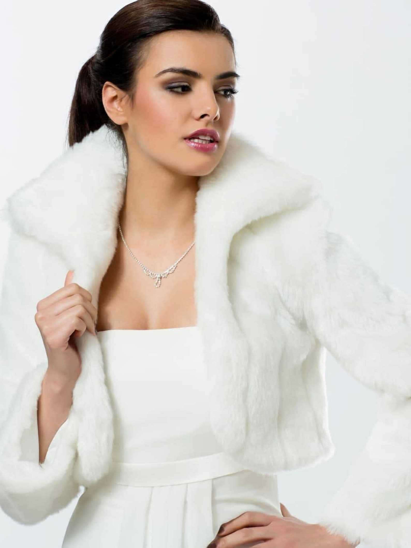 Faux Fur Bridal Bolero Wedding Jacket Long Sleeves - Etsy UK