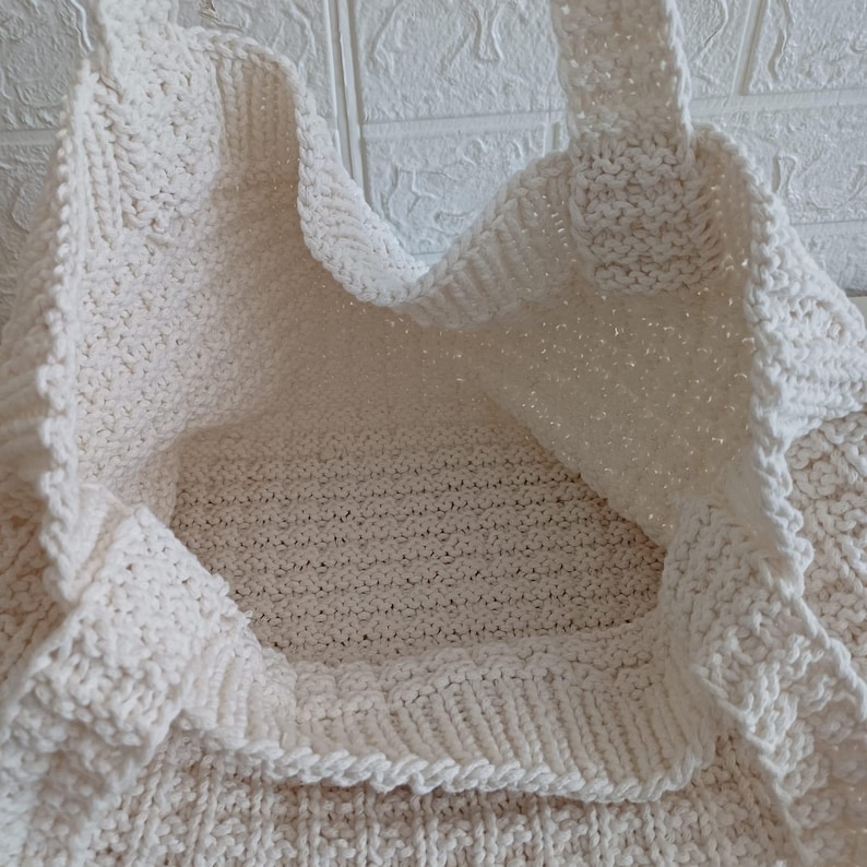 Knit Tote Bag Pattern: Easy Beginner Friendly, DIY Shoulder Purse ...