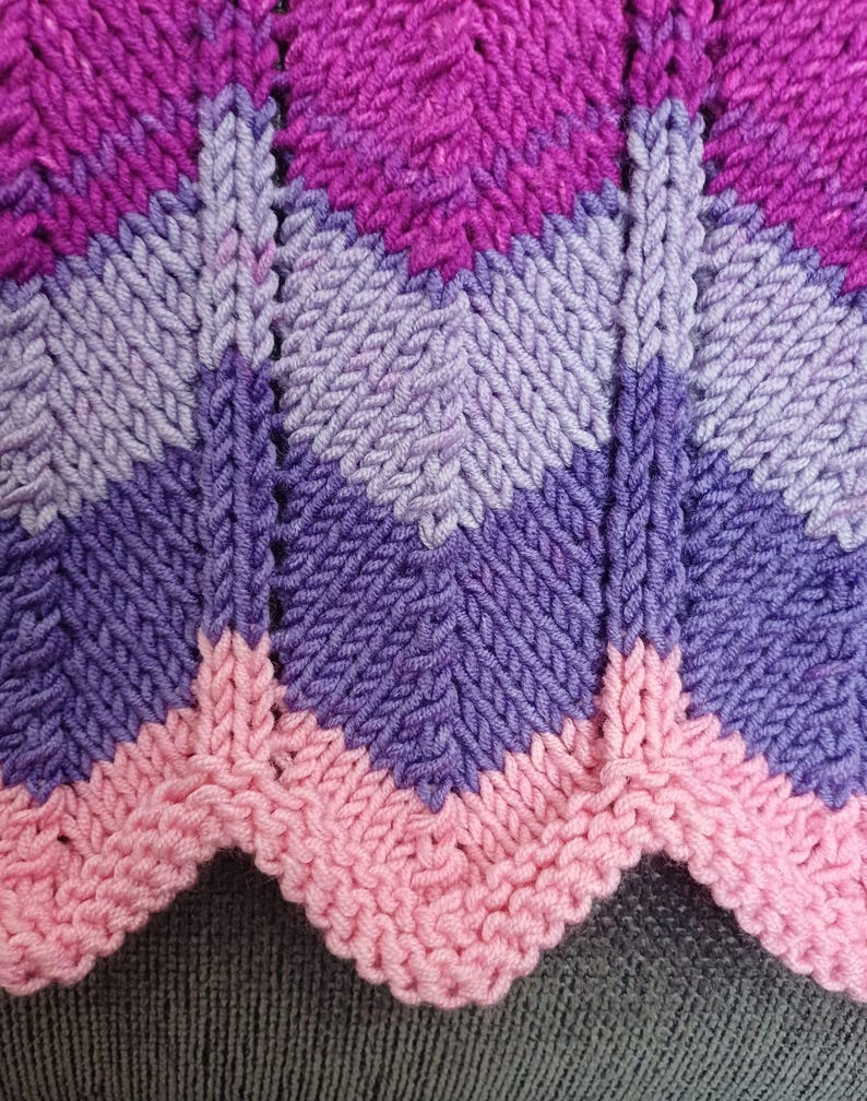 Blanket Knitting Pattern: Easy Ripple Stripe Chevron Design (english ...