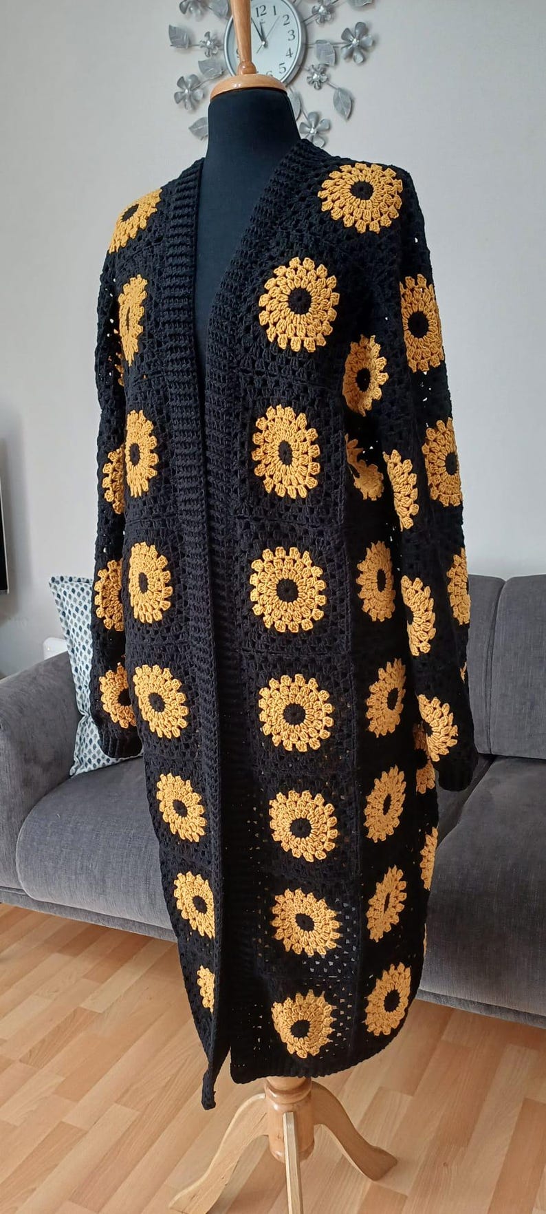 Crochet Cardigan, Mother's Day Gift Cardigan, Sunflower Cardigan ...