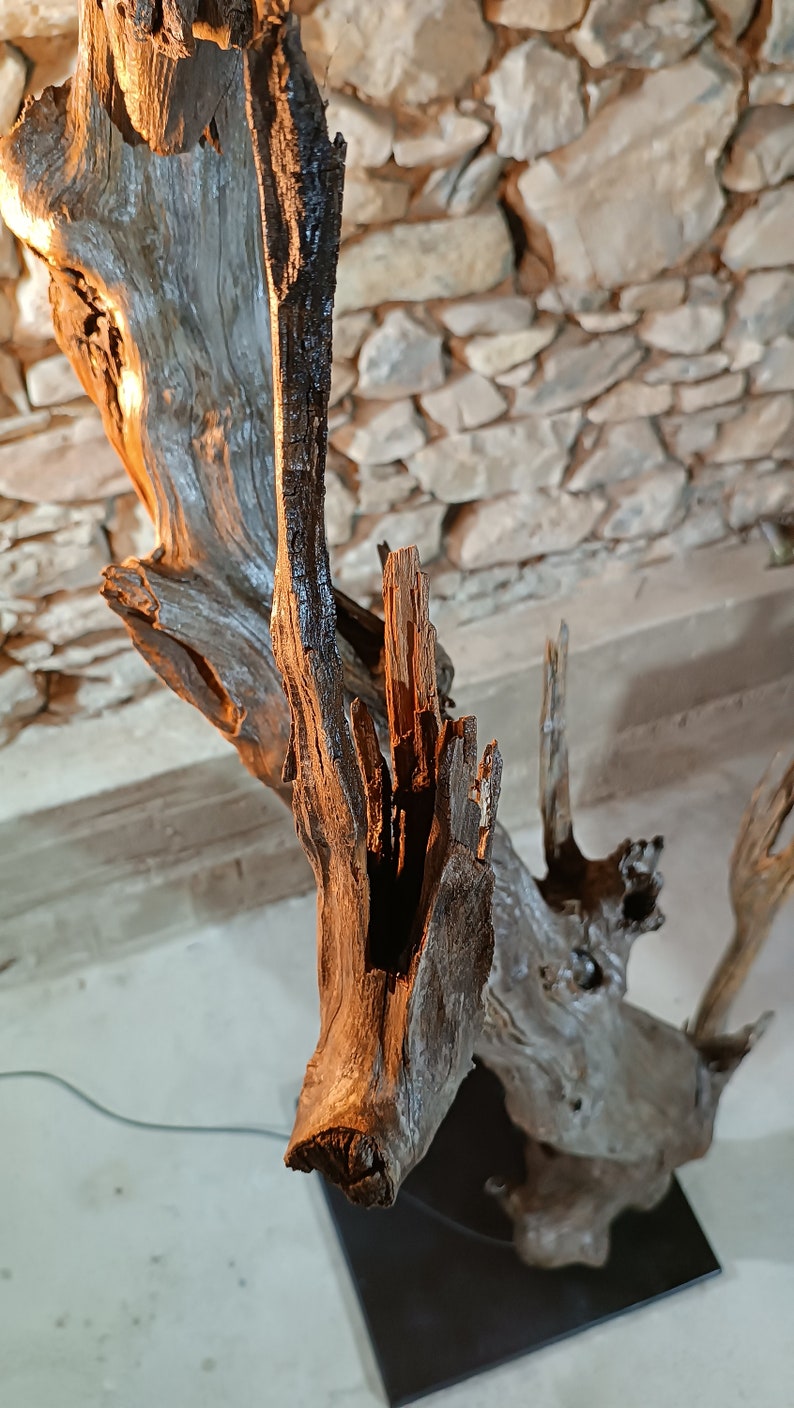 Floor Lamp Wooden Driftwood Wood Light Physical Sculpture Handmade ...