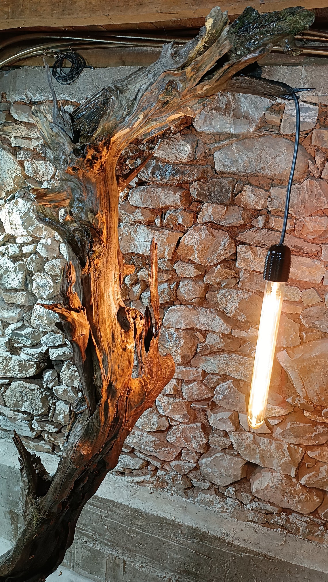 Floor Lamp Wooden Driftwood Wood Light Physical Sculpture Handmade ...