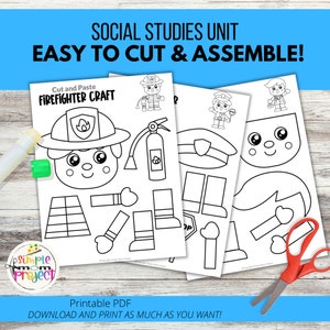 Community Helper Crafts: Cut & Paste Activity, Coloring Pages (PDF) - Etsy