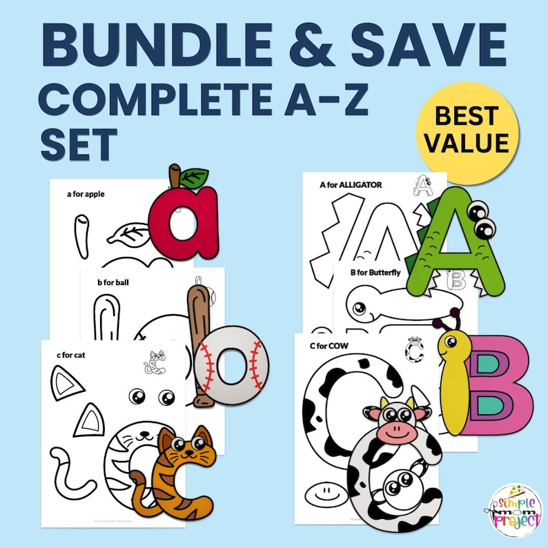 A-Z Animal Alphabet Crafts: Cut & Paste Printable (PDF Download) - Etsy