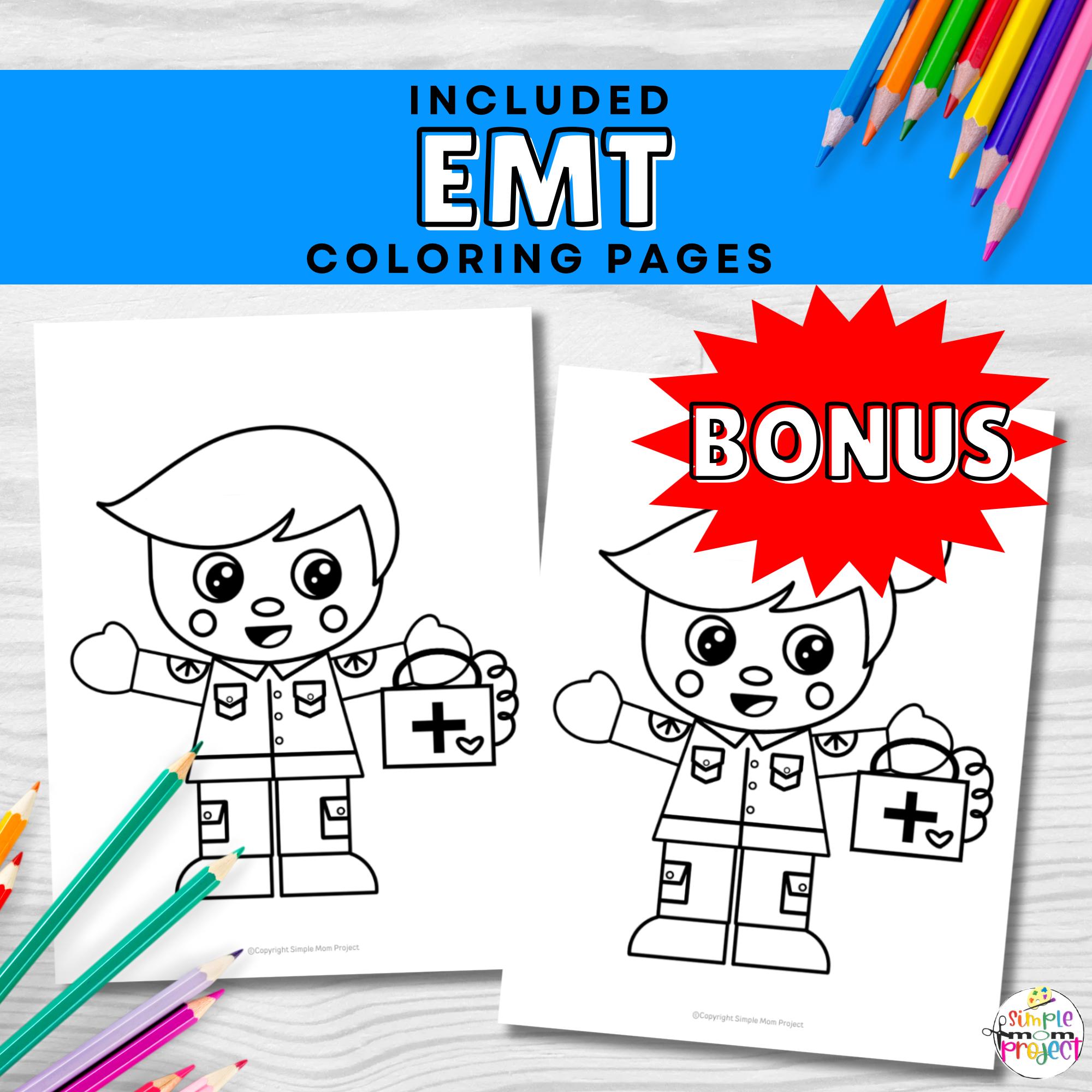 EMT Paramedic Printable Paper Craft for Kids | Pre-colored | Black ...