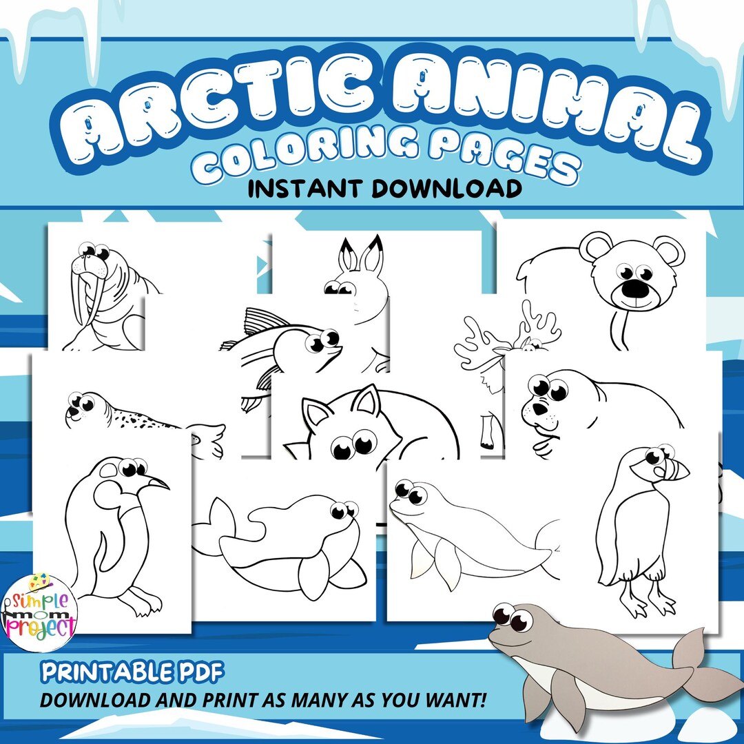 Arctic Animal Coloring Pages: Winter Crafts & Puppets (digital Download ...