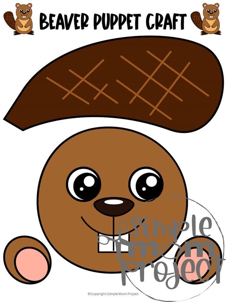 Beaver Paper Bag Puppet Craft | Printable Woodland Animal (PDF Pattern ...