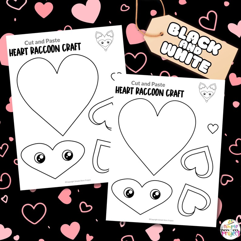 Heart Raccoon Printable Craft for Kids | Heart Raccoon Craft | Heart ...