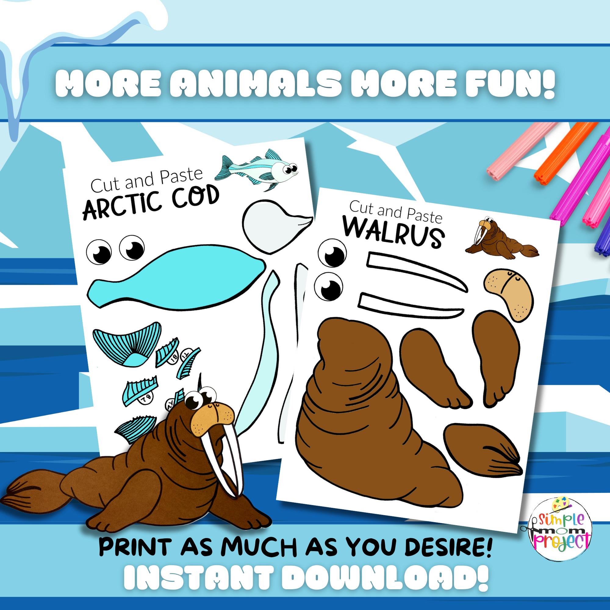 Arctic Animal Cut and Paste Crafts: Full Colored Printable Bundle (PDF ...