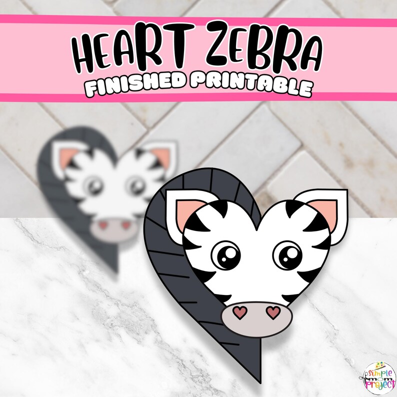 Heart Zebra Printable Craft for Kids | Heart Zebra Craft | Heart Zebra ...