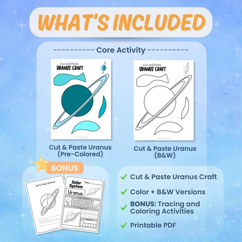 Uranus Craft Printable for Kids | Solar System Cut & Paste Activity ...