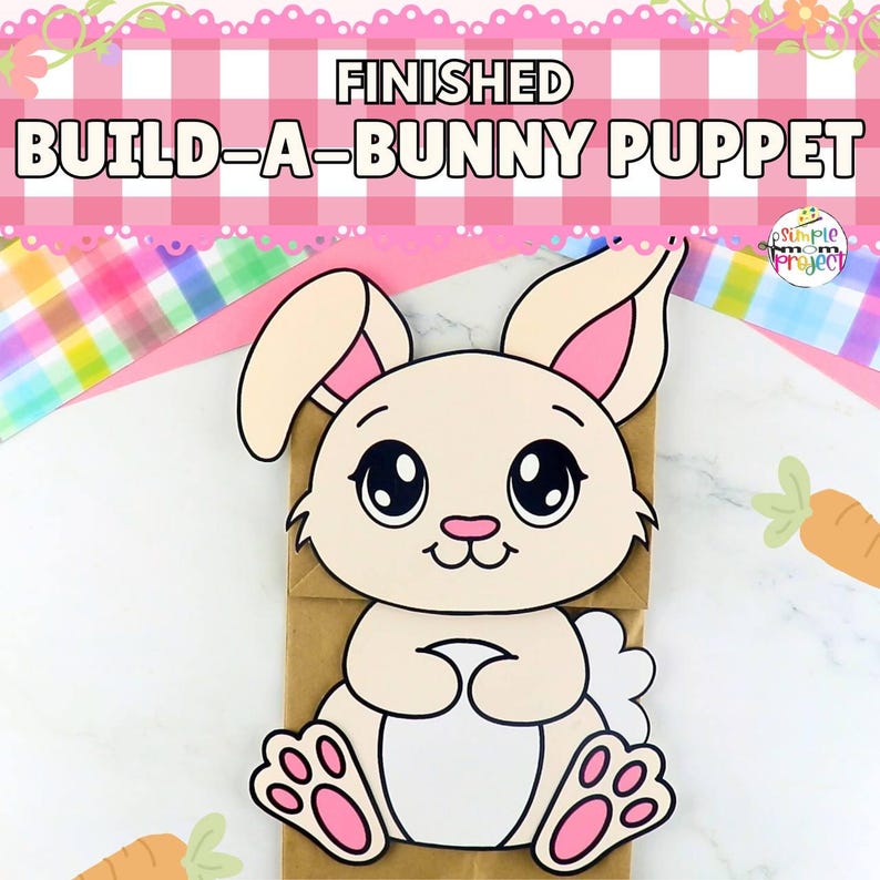 Printable Bunny Rabbit Paper Bag Puppet Template for Kids | Bunny Paper ...