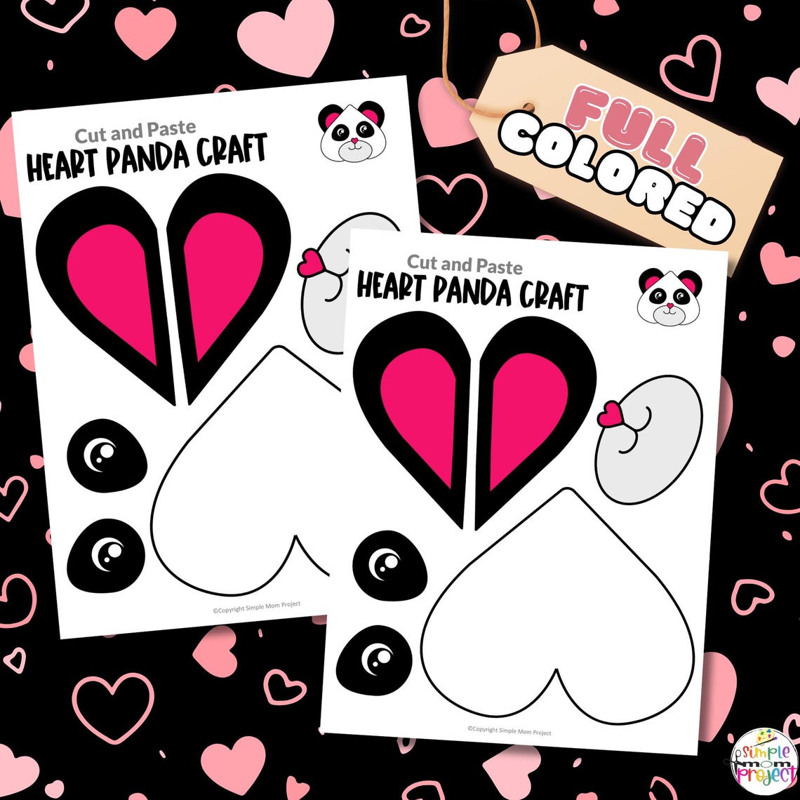 Heart Panda Bear Printable Craft for Kids Heart Panda Bear Craft Heart ...