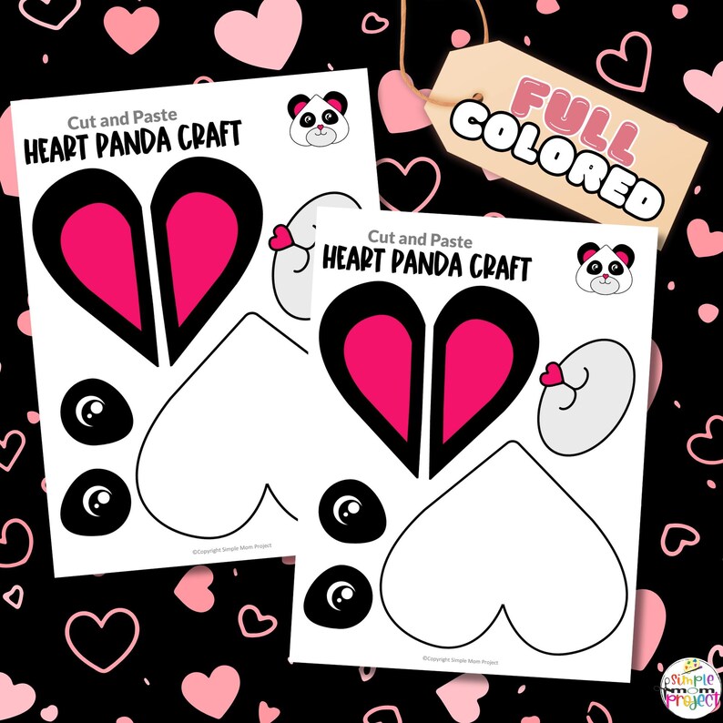 Heart Panda Bear Printable Craft for Kids | Heart Panda Bear Craft ...