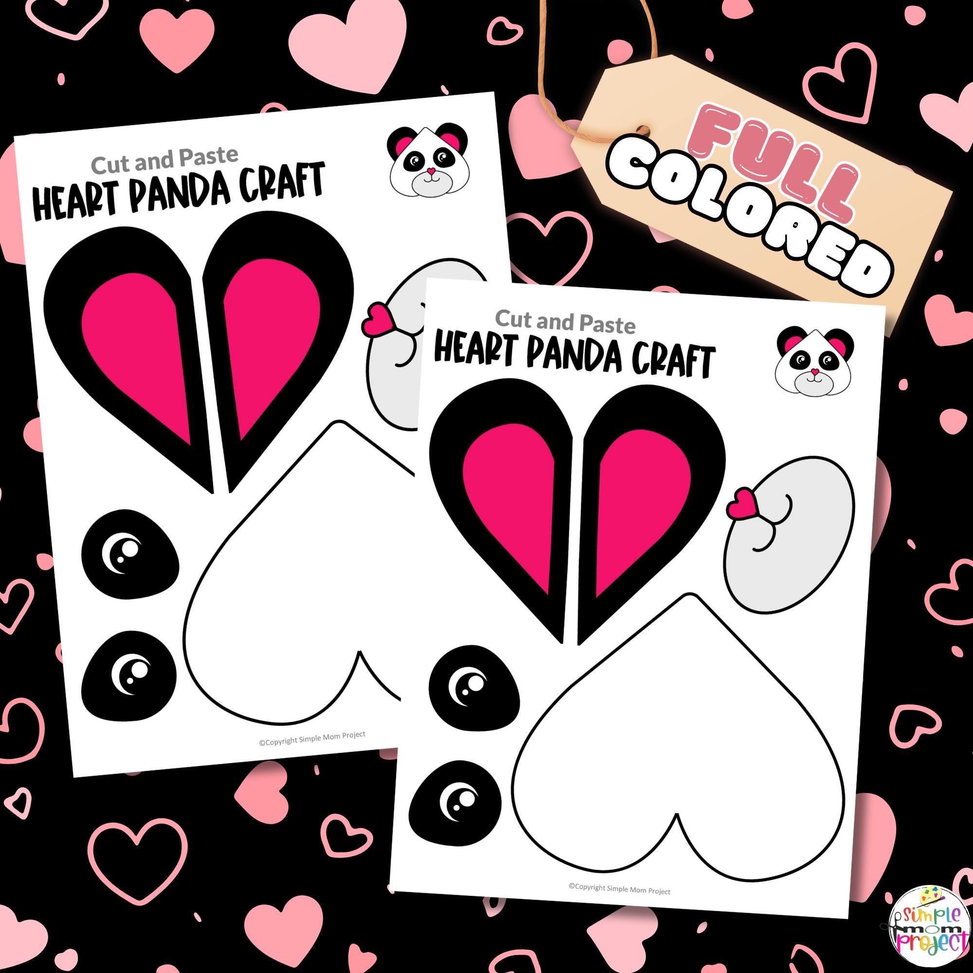 Heart Panda Bear Printable Craft for Kids | Heart Panda Bear Craft ...