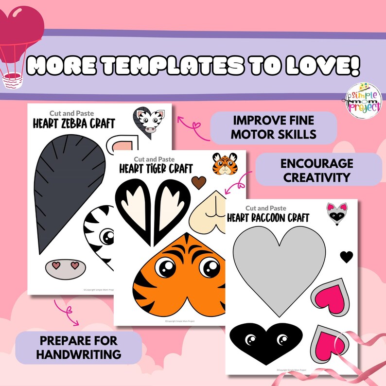 Heart Animal Crafts: Printable Template Activities for Kids (PDF) - Etsy
