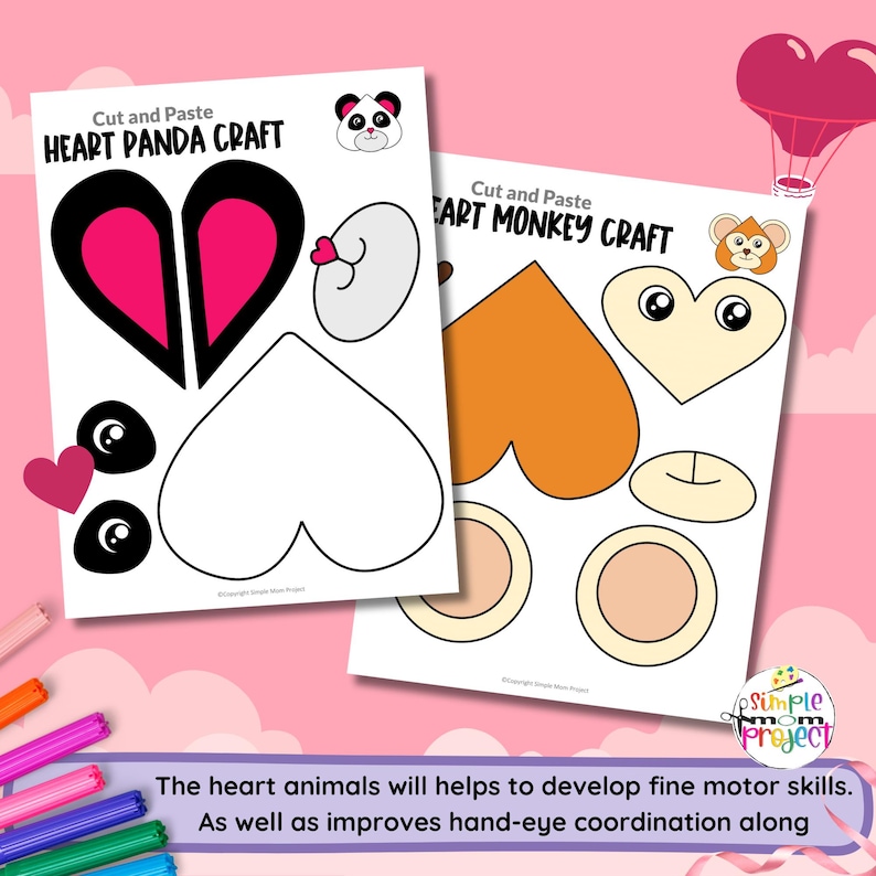 Heart Animal Crafts: Printable Template Activities for Kids (PDF) - Etsy