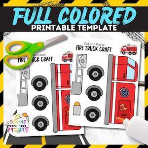 Printable Fire Truck Craft: Cut & Paste Activity (digital Download) - Etsy