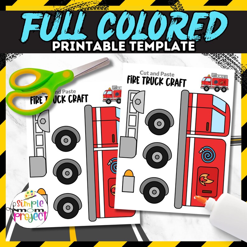 Printable Fire Truck Craft: Cut & Paste Activity (digital Download) - Etsy