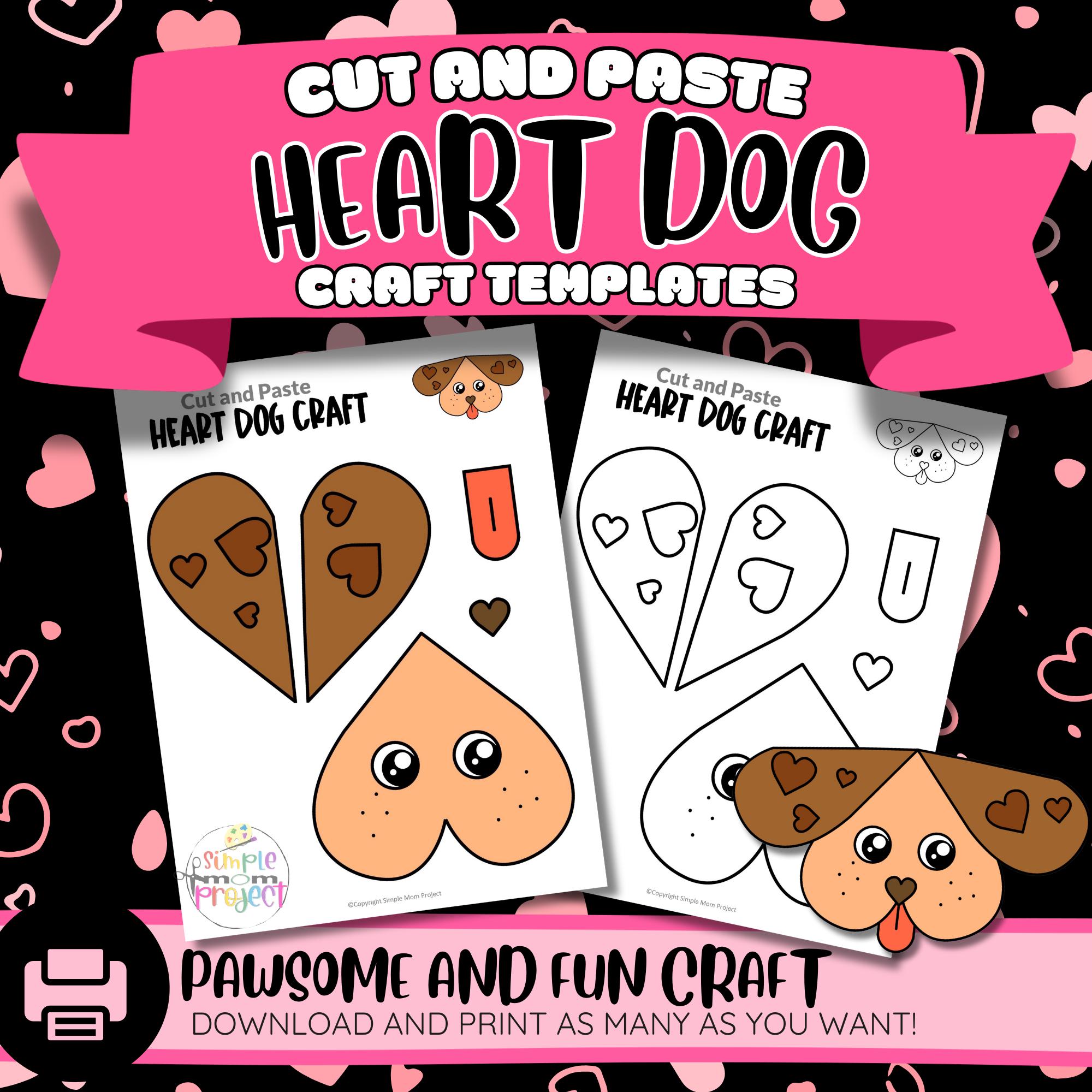 Heart Dog Printable Craft for Kids | Heart Puppy Dog Craft | Heart Dog ...