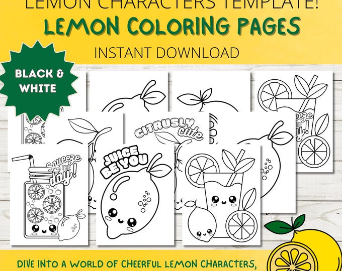 Lemon Coloring Pages – Spring Theme, Floral Designs (printable) - Etsy ...
